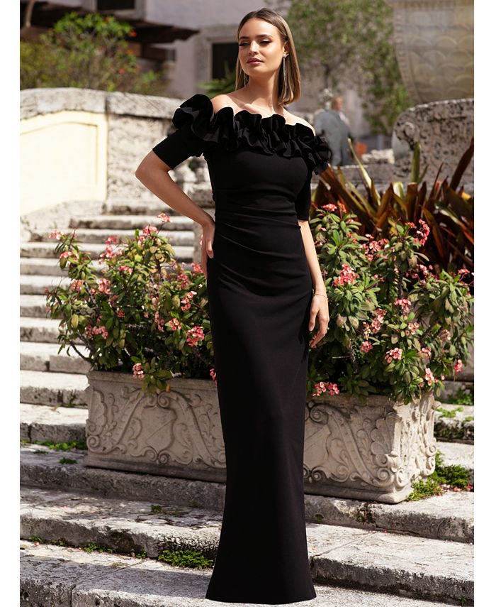 XSCAPE Ruffled Off-the-Shoulder Gown - Macy's