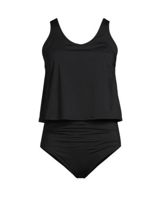 Lands' End Women's V-neck One Piece Fauxkini Swimsuit Faux Tankini Top ...