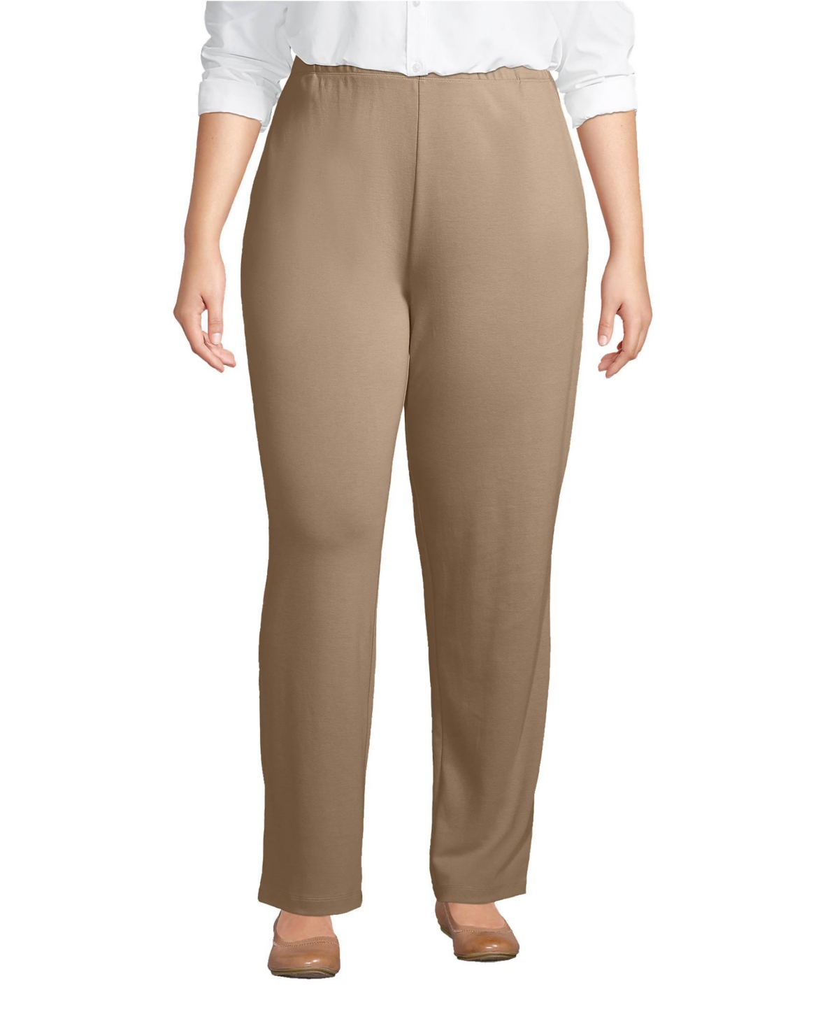 Click here for Lands End Plus Size Sport Knit High Rise Pants - R... prices
