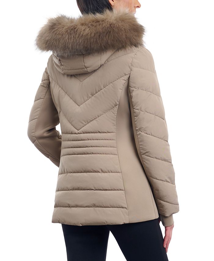 Michael Kors Women's Faux-Fur-Trim Hooded Puffer Coat, Created for Macy's - Macy's