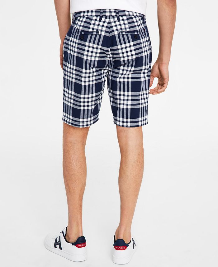 Tommy Hilfiger Men's THFlex Stretch 9" Flat-Front Plaid Shorts - Macy's
