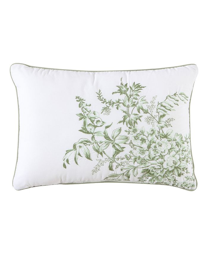 Laura Ashley Bedford Embroidered Decorative Pillow, 14" x 20" - Macy's