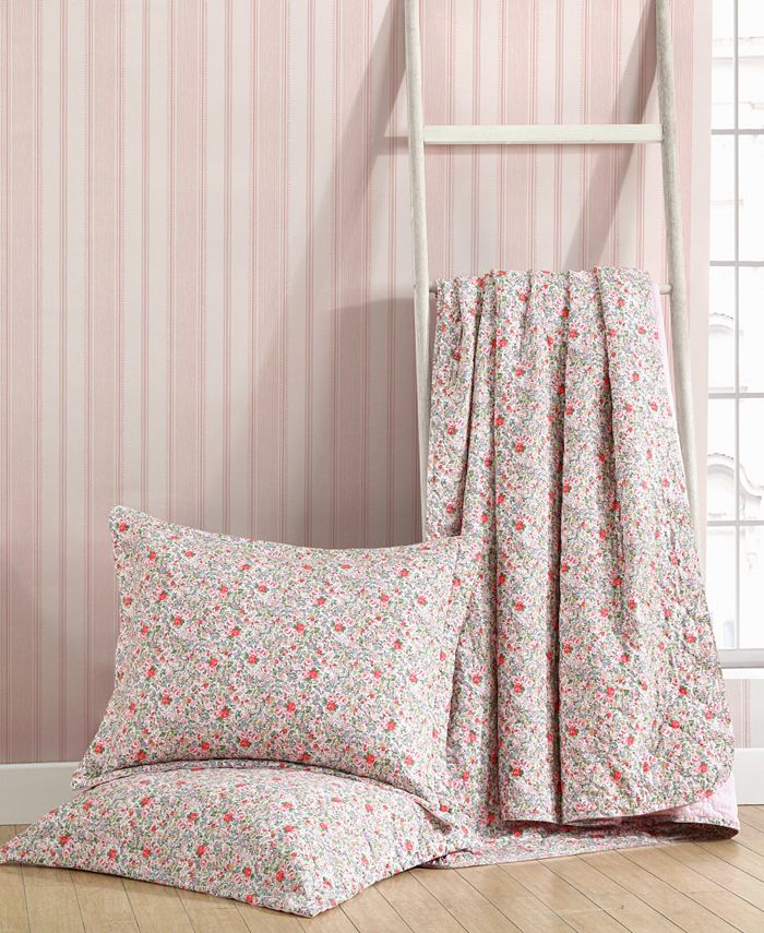 Laura Ashley Rowena Cotton Reversible Quilt, King - Macy's