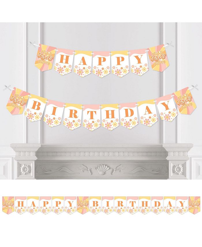 Big Dot of Happiness Stay Groovy Hippie Birthday Party Bunting Banner ...