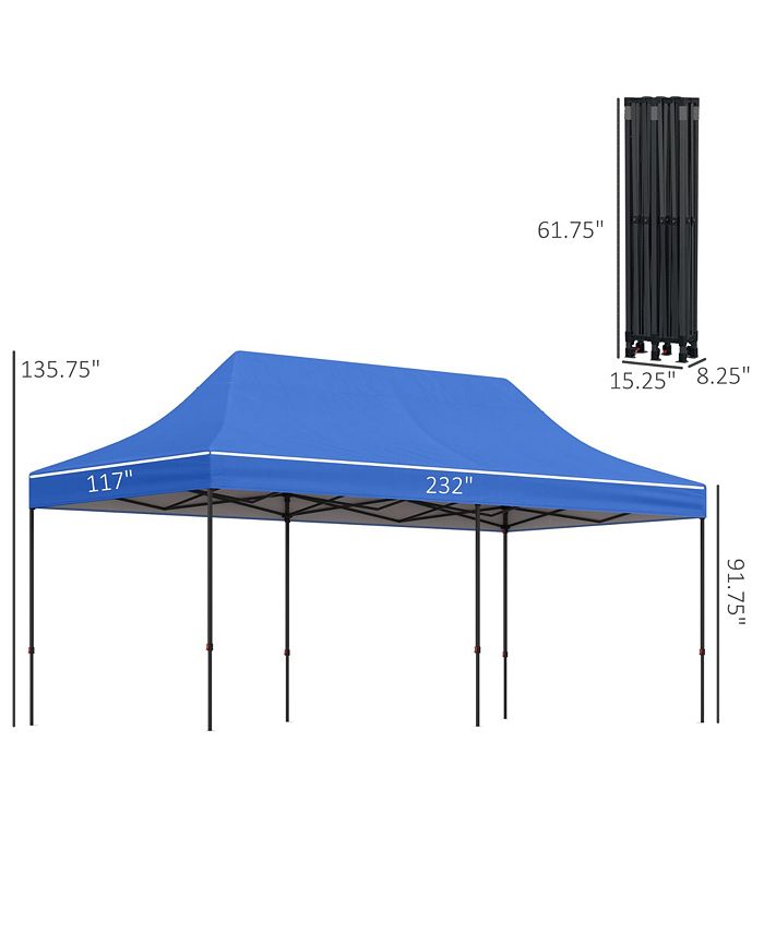 Outsunny 10' x 20' Pop Up Canopy Tent with 3-Level Adjustable Height ...