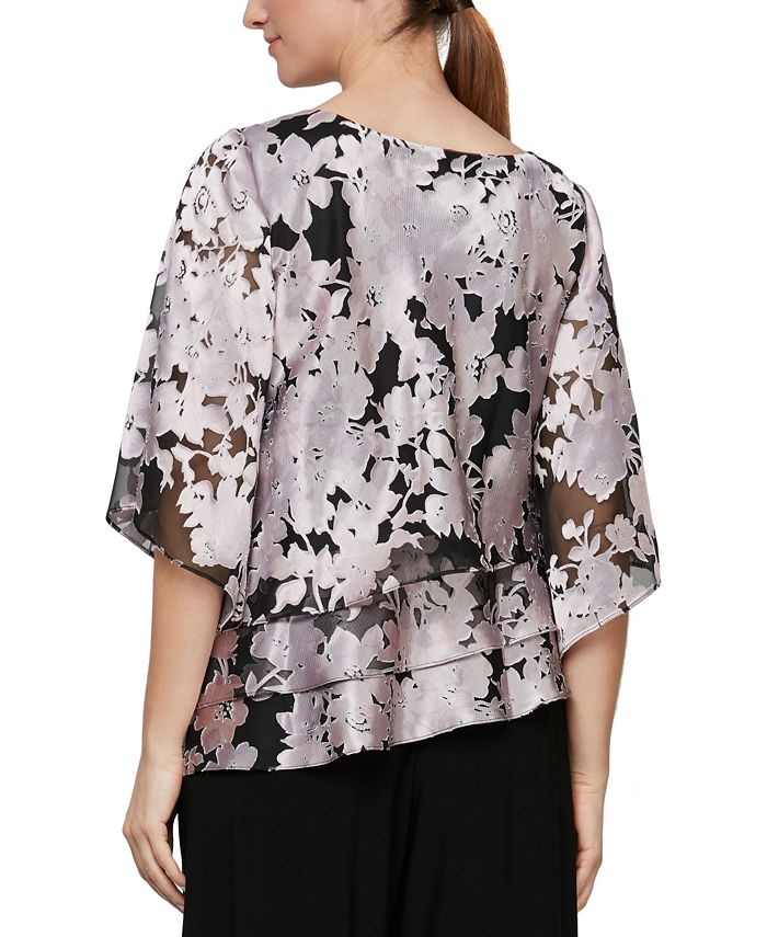 Alex Evenings Women's Floral-Print Tiered Top - Macy's