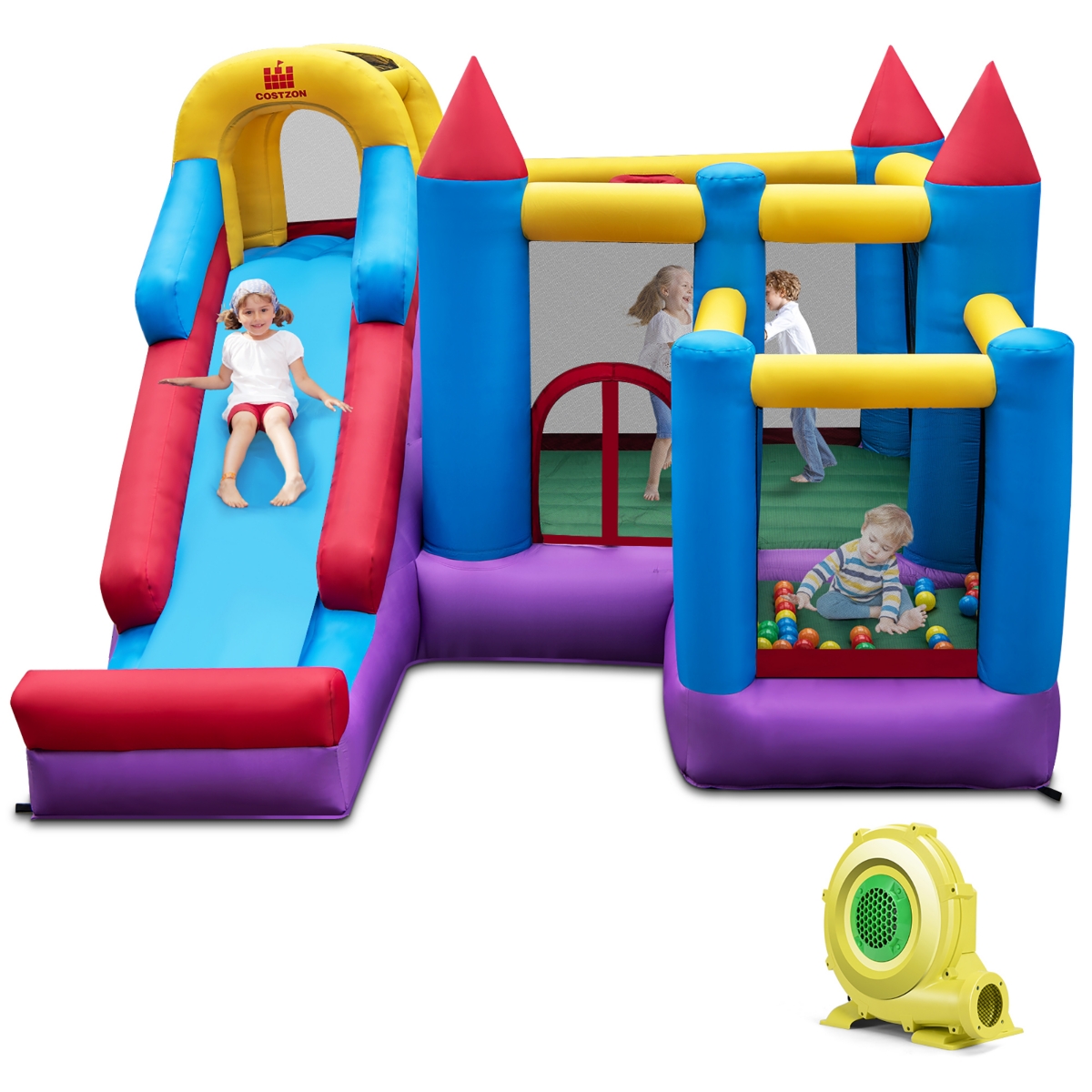 Click here for 5-In-1 Inflatable Bounce Castle with Basketball Ri... prices
