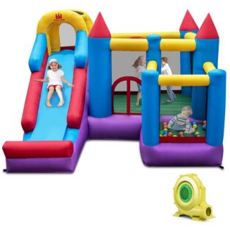 5 In 1 Inflatable Bounce Castle With Basketball Rim Climbing Wall