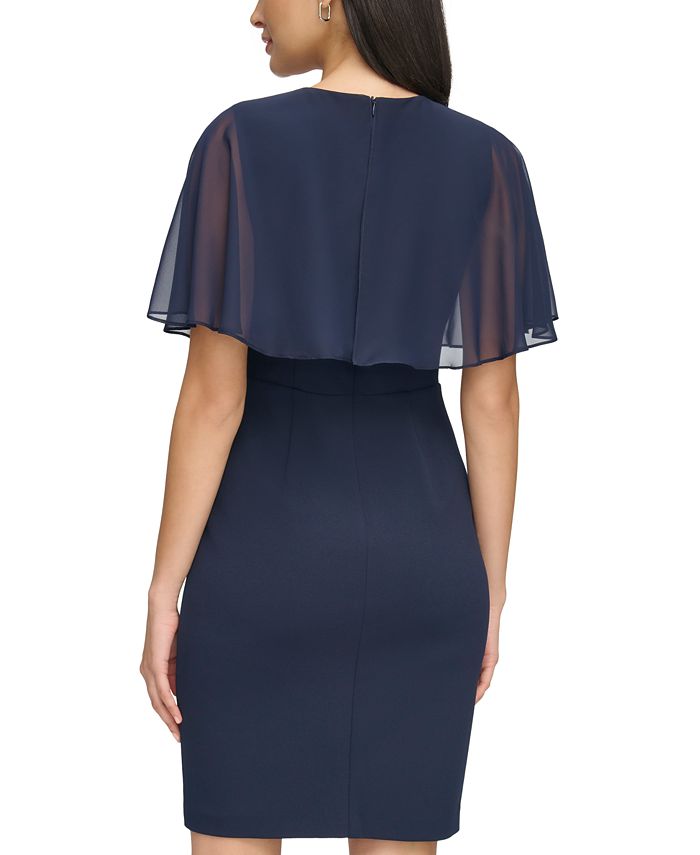 Jessica Howard Women's Capelet Ruffled-Cascade Dress - Macy's