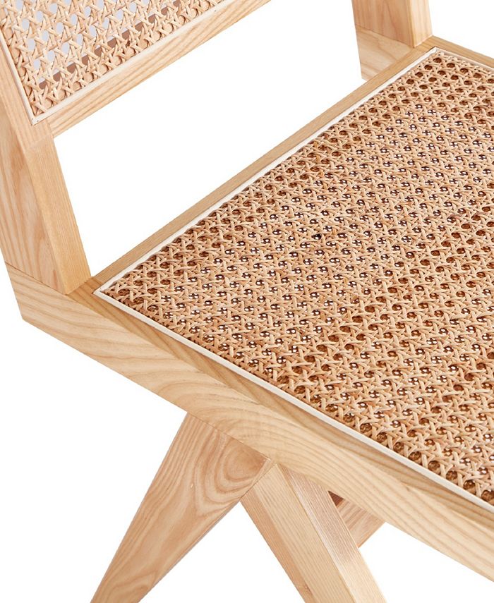 Manhattan Comfort Hamlet 4-Piece Ash Wood and Natural Cane Rectangular ...