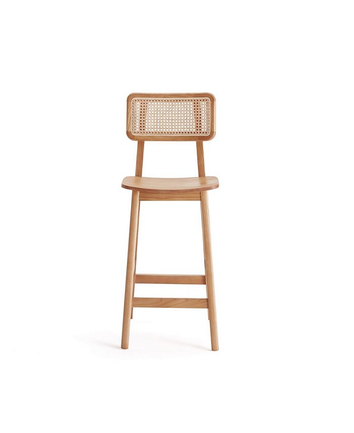 Manhattan Comfort Versailles 3-Piece Ash Wood and Natural Cane Counter ...