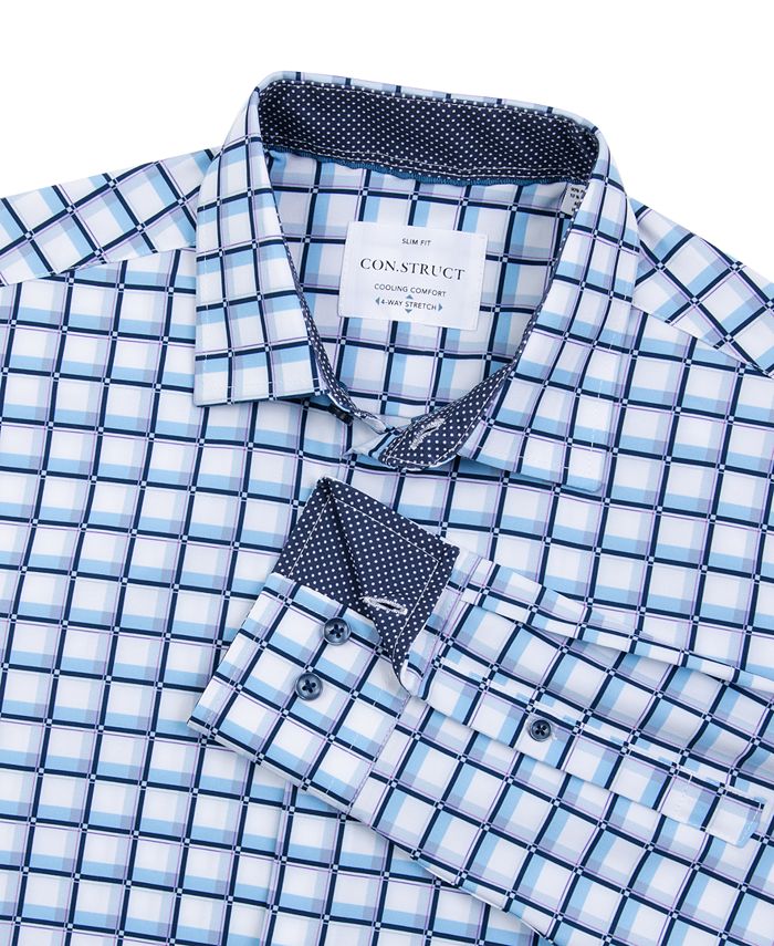 ConStruct Men's Slim-Fit Check Print Performance Stretch Cooling Dress ...