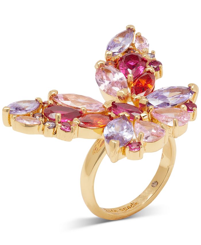 kate spade new york Gold-Tone Mixed Cubic Zirconia Butterfly Statement Ring - Macy's