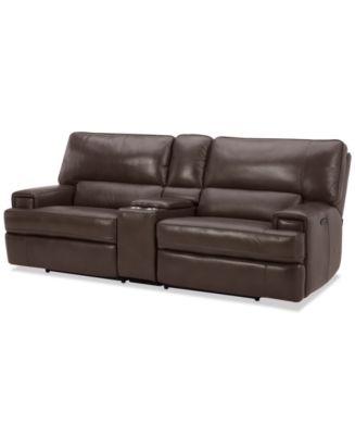 CLOSEOUT! Binardo 99" 3 Pc Zero Gravity Leather Sectional with 2 ...