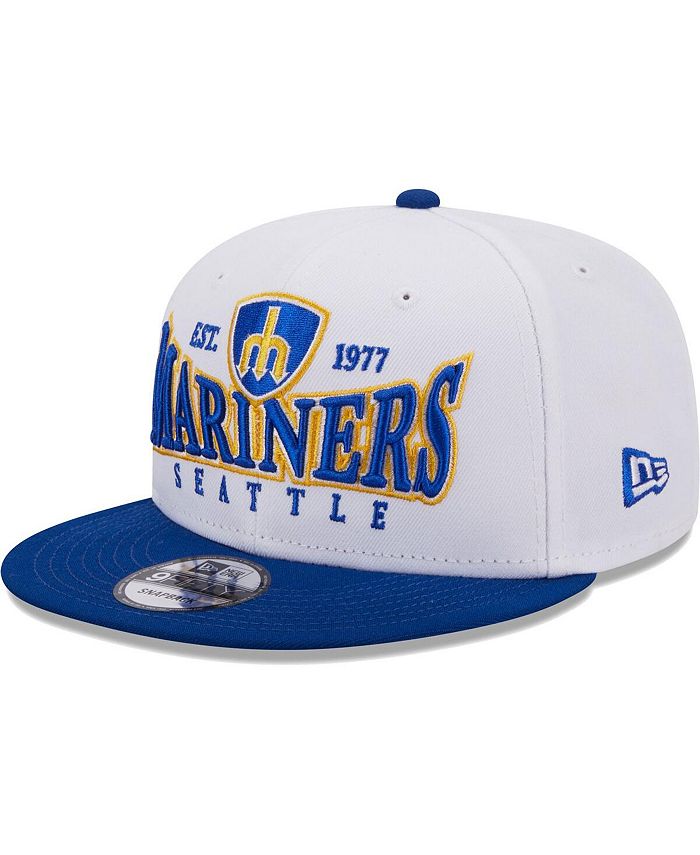 New Era Men's White and Royal Seattle Mariners Crest 9FIFTY Snapback ...