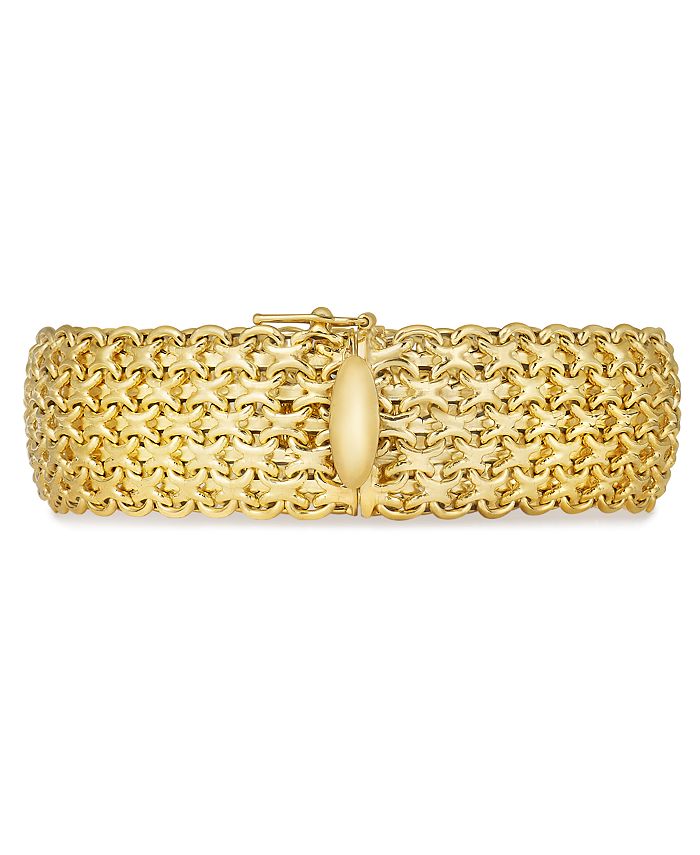 Italian Gold Wide Mesh Link & Chain Bracelet in 14k Gold - Macy's