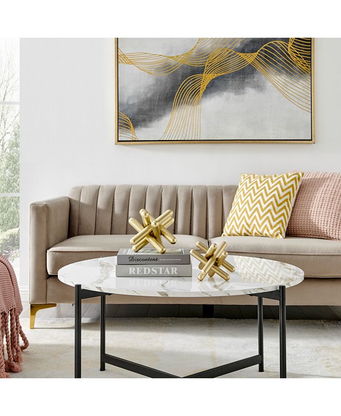 Danya B Small and Medium 2-Piece Abstract Gold-Tone Finish Textured Metal Geometric Sculptures ...