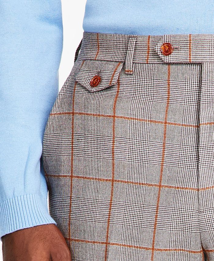 Tayion Collection Men's Classic-Fit Brown & Gray Plaid Suit Separates ...