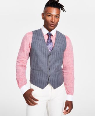 Tayion Collection Men's Classic-Fit Pinstripe Suit Separates Vest - Macy's