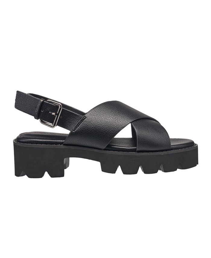 French Connection Women's Rowan Criss Cross Buckle Strap Sandal - Macy's