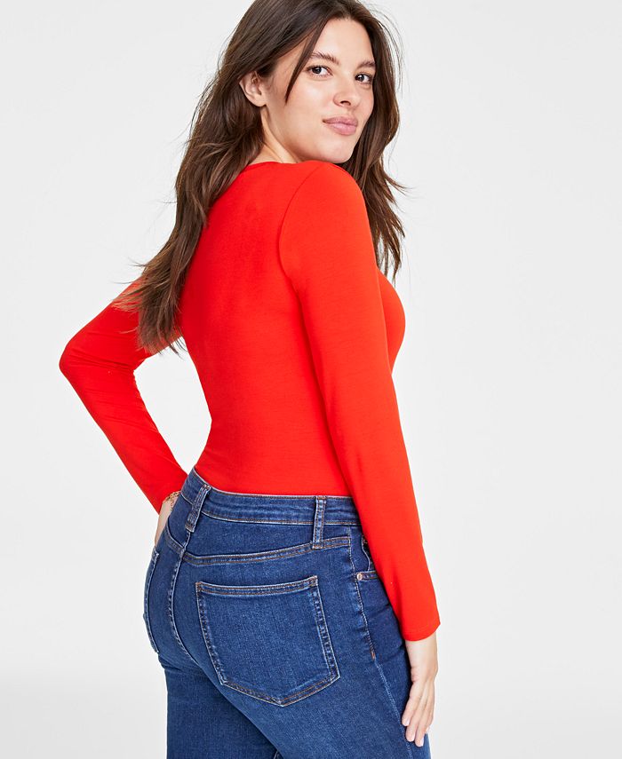 On 34th Women's Modal Long-Sleeve Bodysuit, Created for Macy's - Macy's