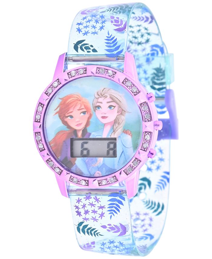 Accutime Girls' Digital Disney Frozen Light Blue Silicone Strap Watch ...