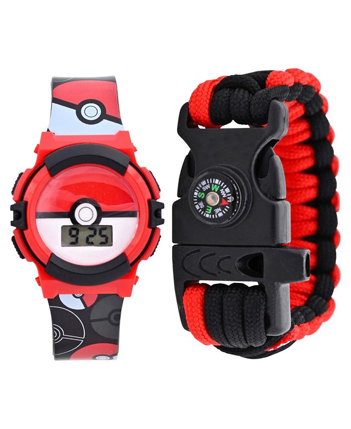 Accutime Kids Unisex Pokemon Poke Ball Black Silicone Strap Watch 38mm ...