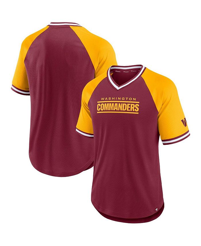 Fanatics Men's Burgundy, Gold Washington Commanders Second Wind Raglan ...
