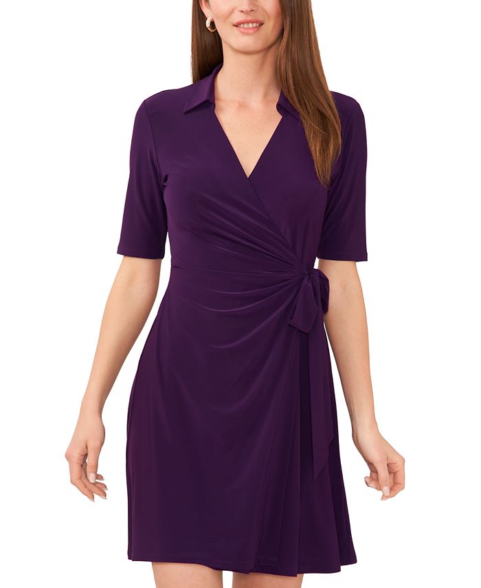 MSK Women's Short-Sleeve Side-Tie Fit & Flare Dress - Macy's