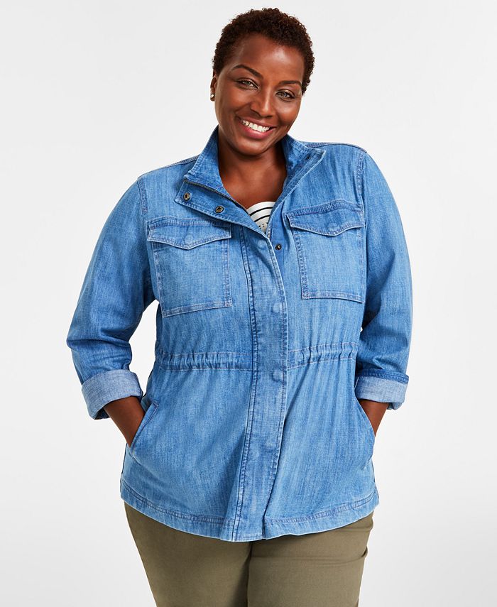 Style & Co Plus Size Chambray Field Jacket, Created for Macy's - Macy's