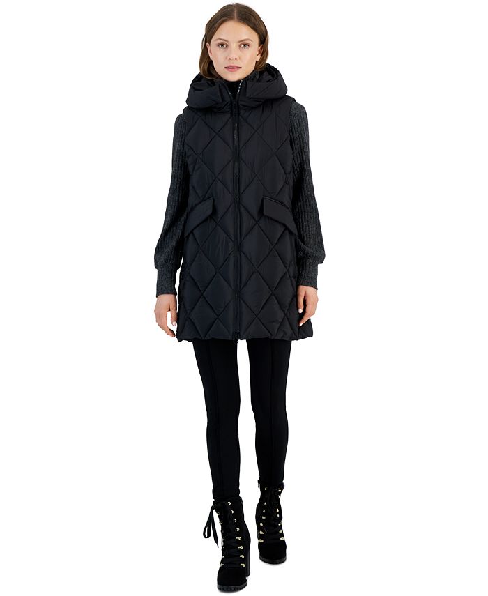 Sam Edelman Women's Long Hooded Puffer Vest - Macy's