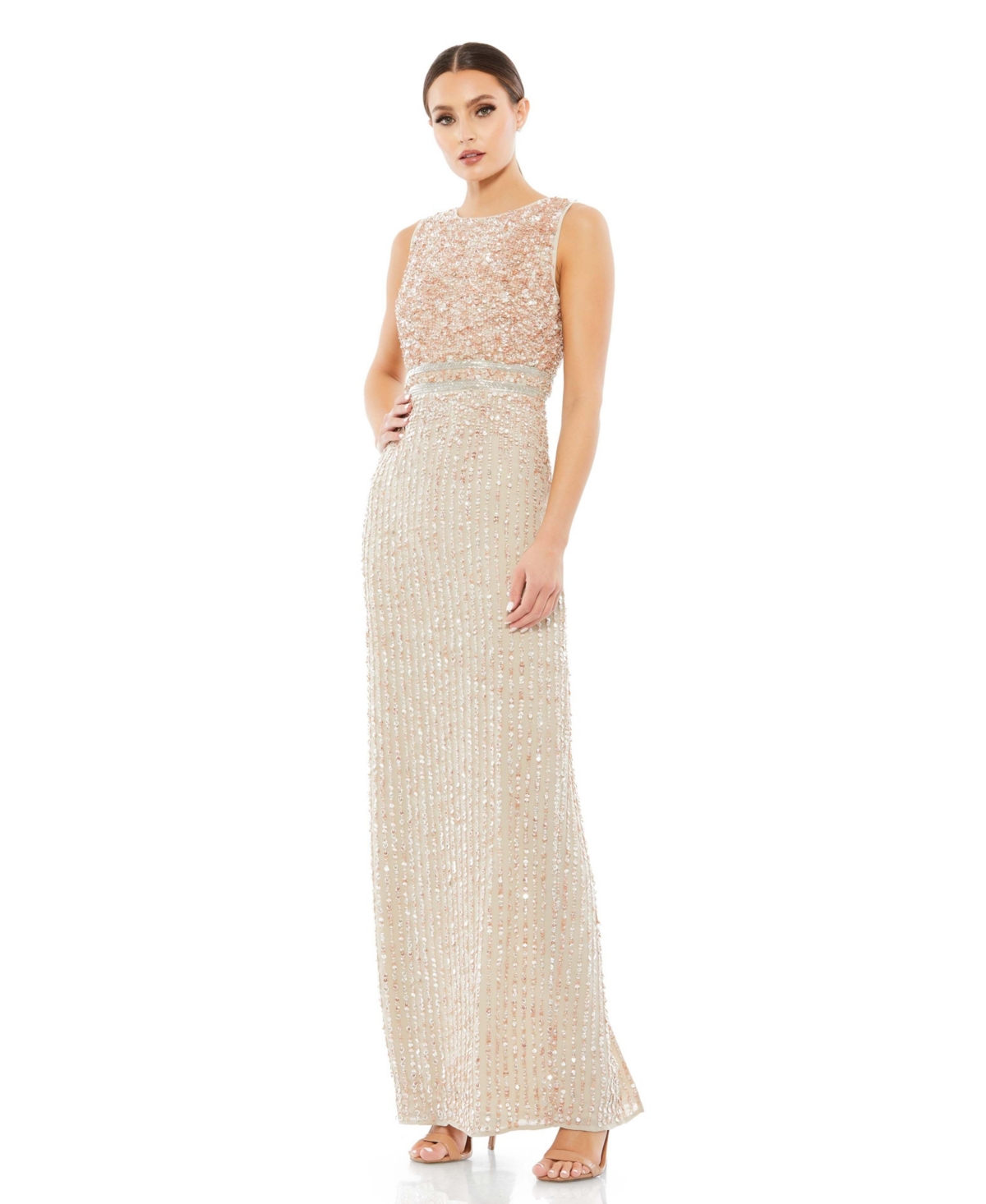 Click here for Mac Duggal Womens Sequined High Neck Sleeveless Co... prices