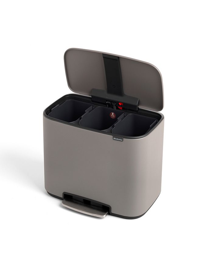 Brabantia Bo Step on Multi Compartment Trash Can, 3 x 3 Gallon, 3 x 11 ...