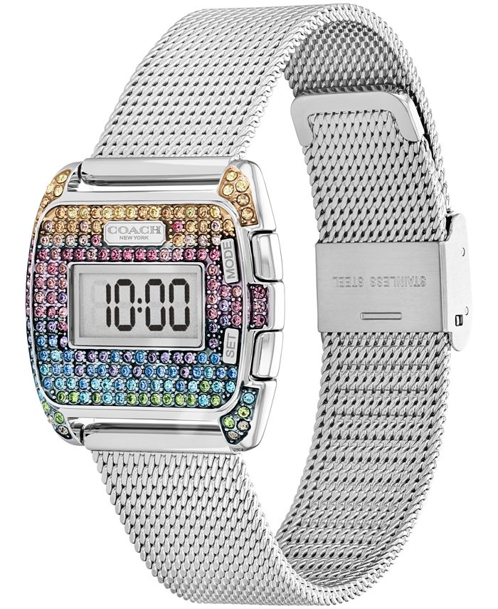 COACH Women's Darcy Digital Rainbow Silver-Tone Stainless Steel Mesh ...