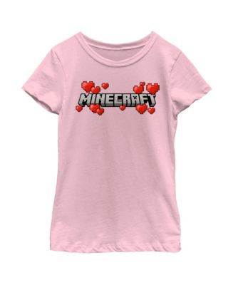 Microsoft Girl's Minecraft Valentine's Day Hearts Logo Child T-Shirt ...