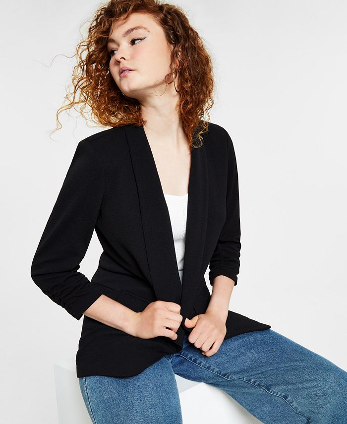 Bar III Women's Knit 3/4-Sleeve Boyfriend Blazer, Created for Macy's ...
