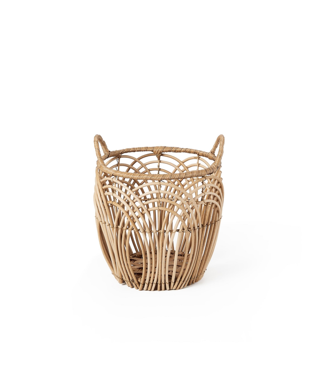 Baum 3 Piece Round Faux Wicker Weave Set With Ear Handles In Natural ...