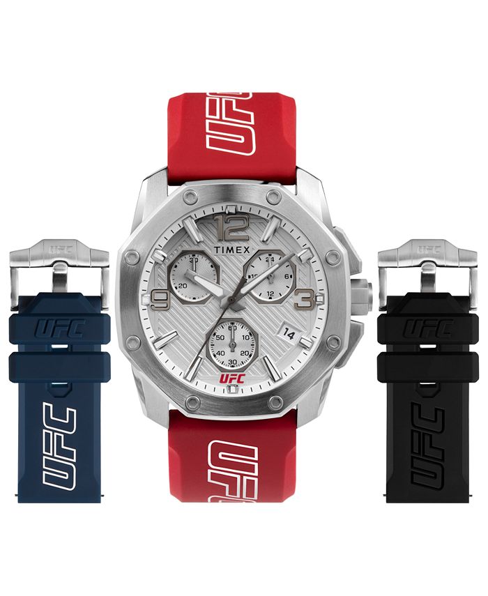Timex UFC Men's Quartz Icon Red Silicone Watch 45mm and Strap Gift Set ...