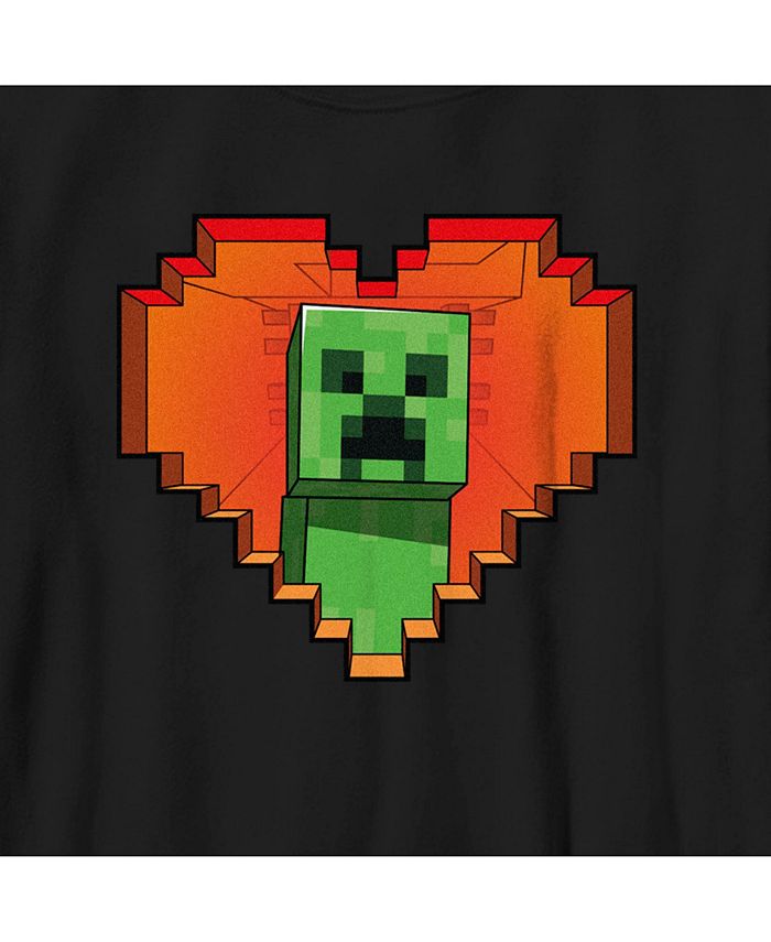 Microsoft Boy's Minecraft Valentine's Day Creeper Heart Child T-Shirt ...