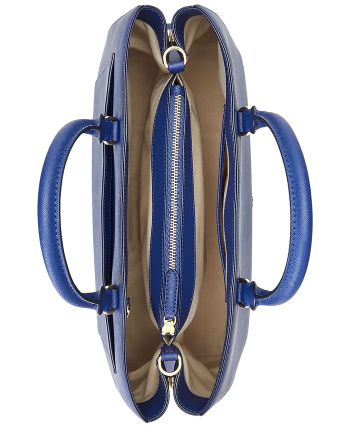 Lauren Ralph Lauren Crosshatch Leather Large Hanna Satchel - Macy's