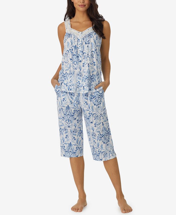 Aria Women's Sleeveless 2 Piece Pajama Set with Cropped Pants - Macy's