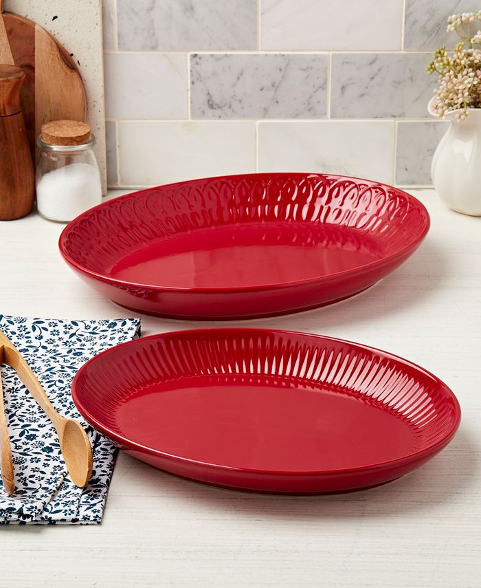 Dolly Parton Set of 2 Red Oval Platters - Macy's