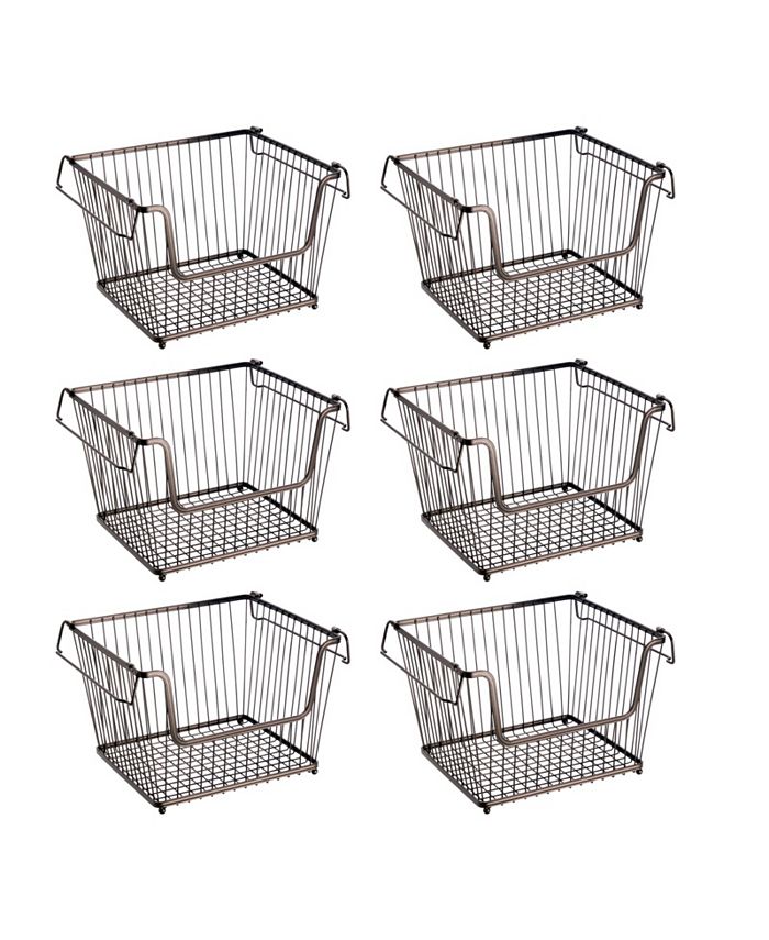 mDesign Stackable Storage Basket with Handles, 6 Pack - Macy's
