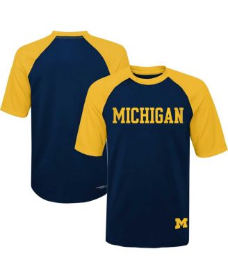 Big Boys Navy Michigan Wolverines Mecca Dunes Rash Guard Raglan T-shirt