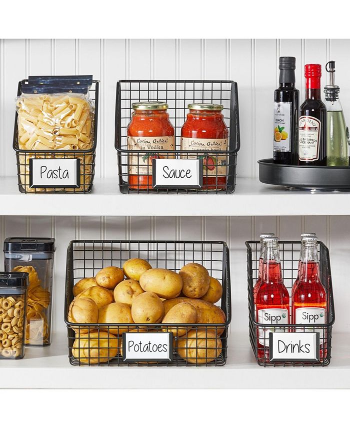 mDesign Slanted Front Kitchen Pantry Storage Organizer Basket - 2 Pack ...