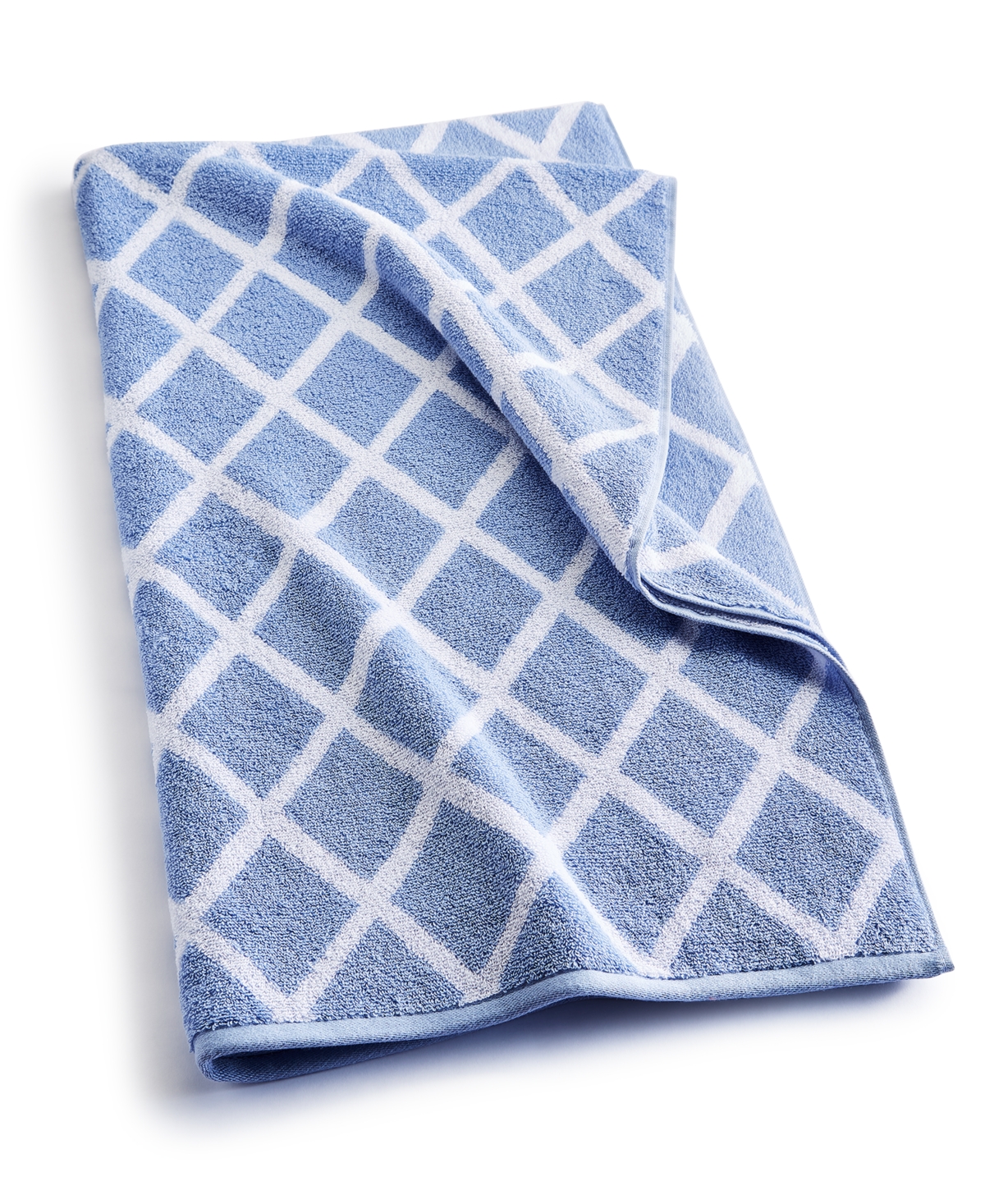 Lauren Ralph Lauren Sanders Diamond Cotton Bath Towel  30 x 56 - Blue Cornflower