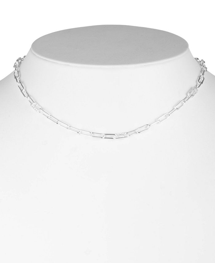 Ralph Lauren Crystal Pavé Open Link Collar Necklace in Sterling Silver ...