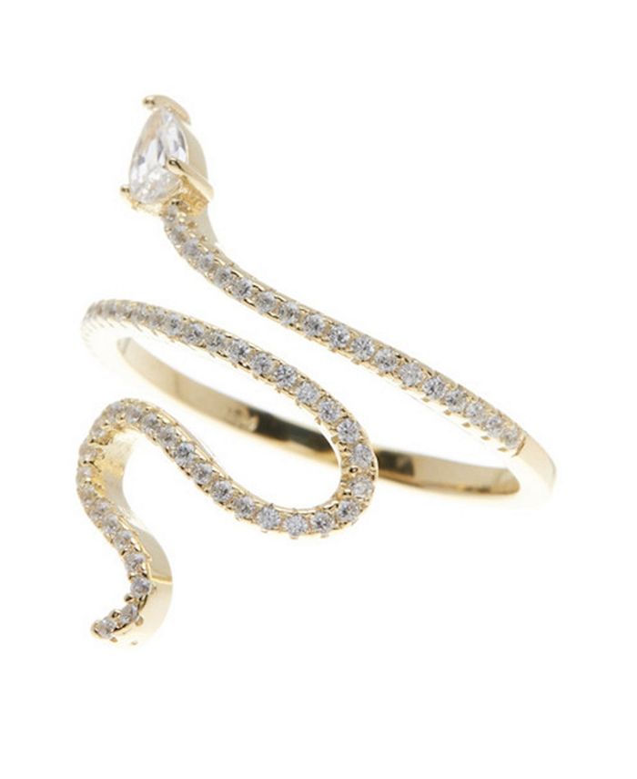 ADORNIA 14K Gold Plated Crystal Snake Ring - Macy's