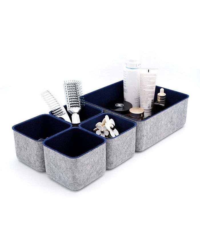 Welaxy 5 Piece Square Felt Storage Bin Set - Macy's