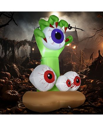 Outsunny 4ft Inflatable Halloween Monster Hand Grasping Bloodshot ...